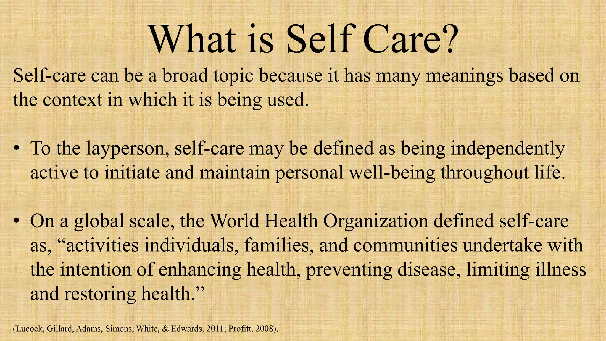 MHCD Self-Care ppt. | PPTX | Mental Health | Diseases and Conditions