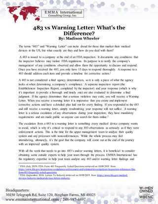 483 vs Warning Letter: What’s the Difference? | PDF