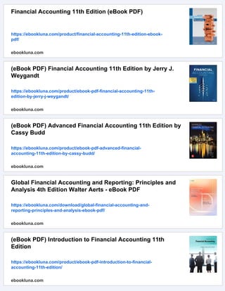 (eBook PDF) Financial Accounting 11th Edition by Walter T. Harrison | PDF