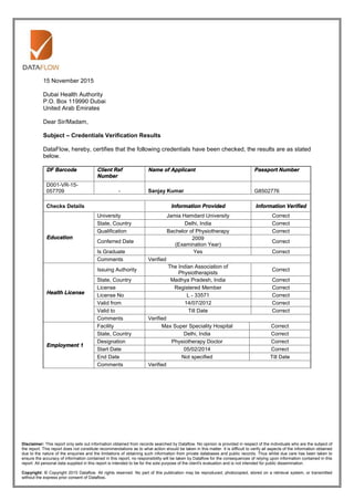 SANJAY KUMAR - DATAFLOW DHA REPORT - 15 NOV 2015 | PDF
