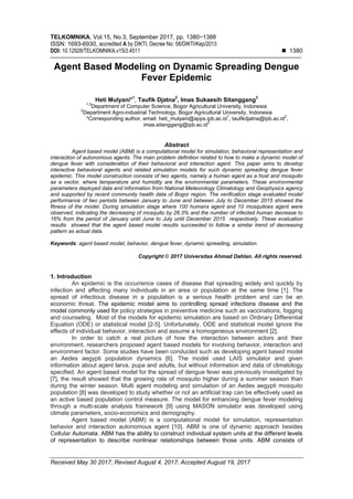 Agent Based Modeling on Dynamic Spreading Dengue Fever Epidemic | PDF