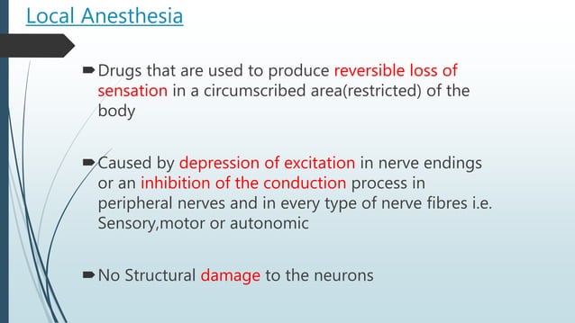 Local anesthesia Mechanism Of Action as well as types | PPTX | Brain ...