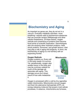Biochemistry and Aging and it effects in human | PDF