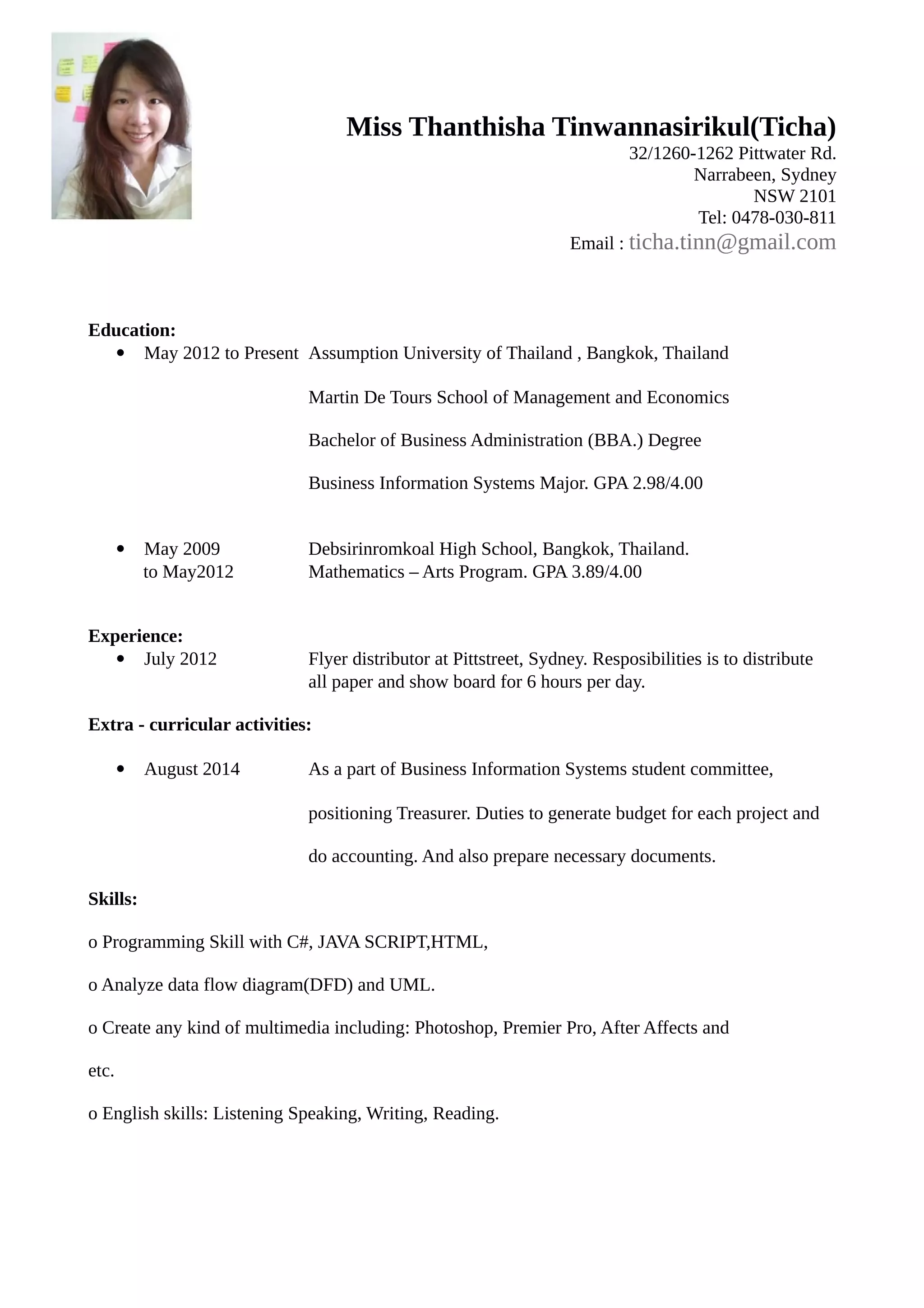 Thanthisha's resume2 | PDF