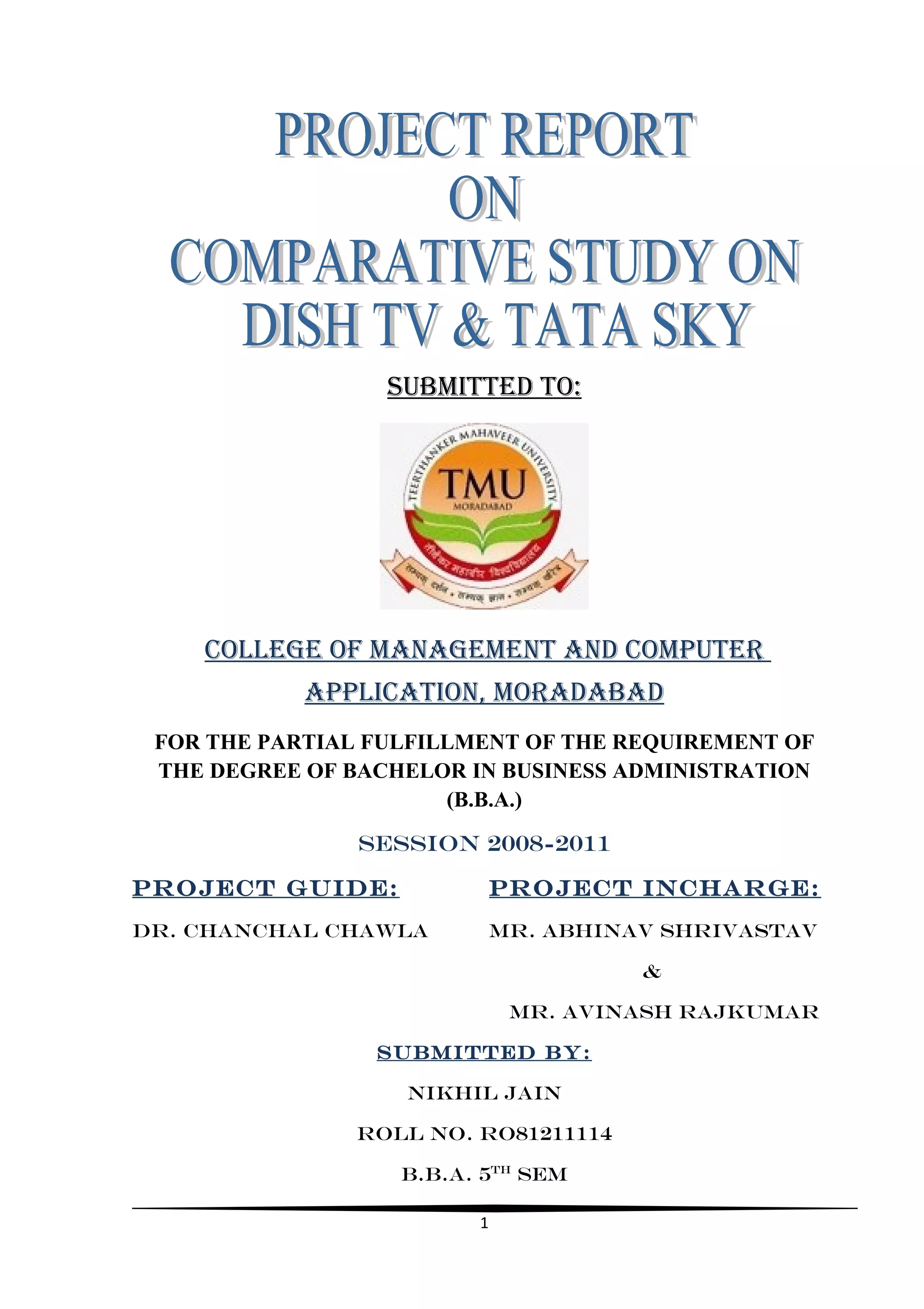48504678 project-report-on-comparative-study-on-dish-tv-amp-tata-sky | PDF