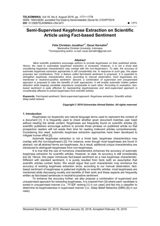 Semi-Supervised Keyphrase Extraction on Scientific Article using Fact-based Sentiment | PDF