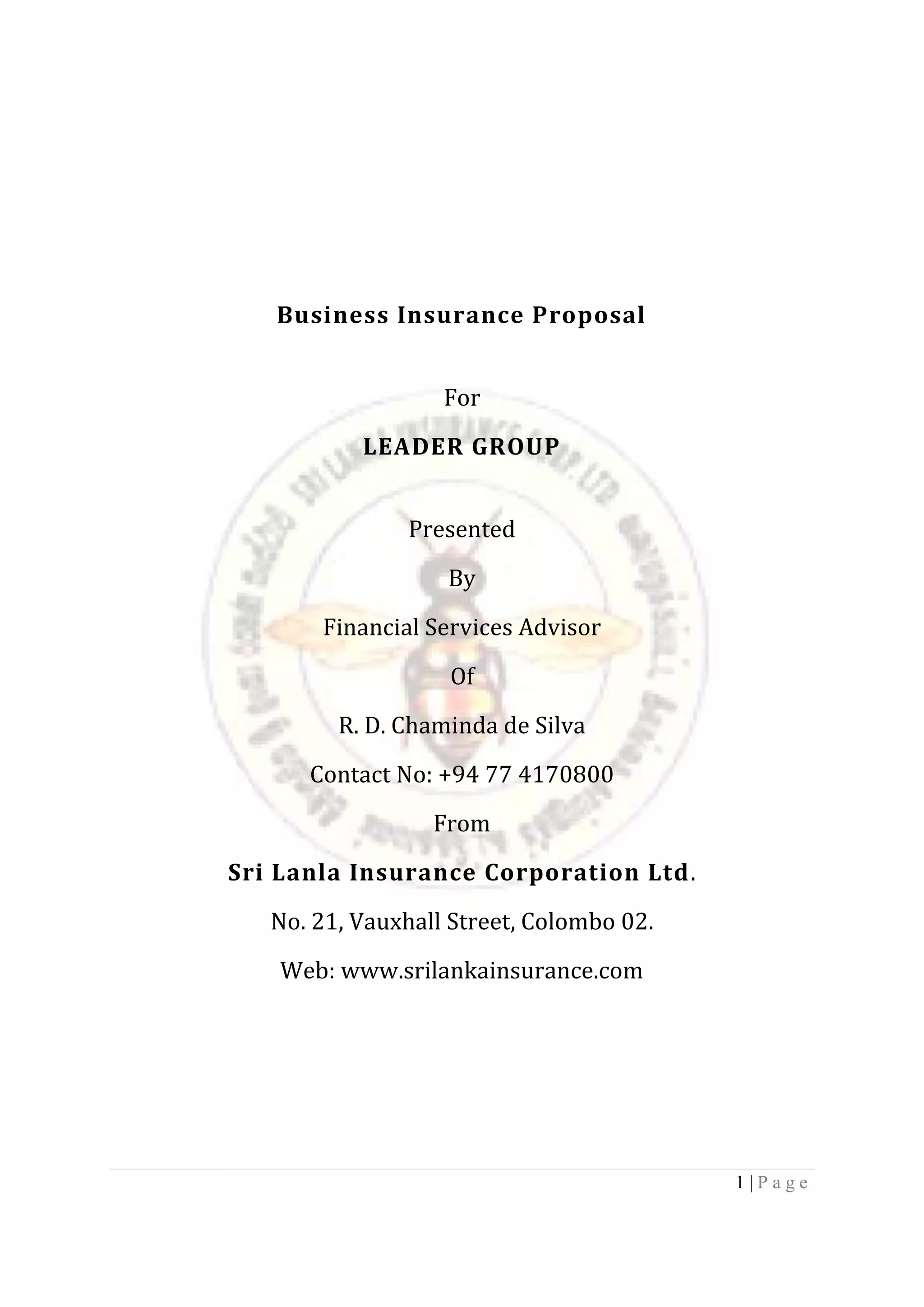 Insurance Proposal - SLIC Corporate Employee (Format) | PDF