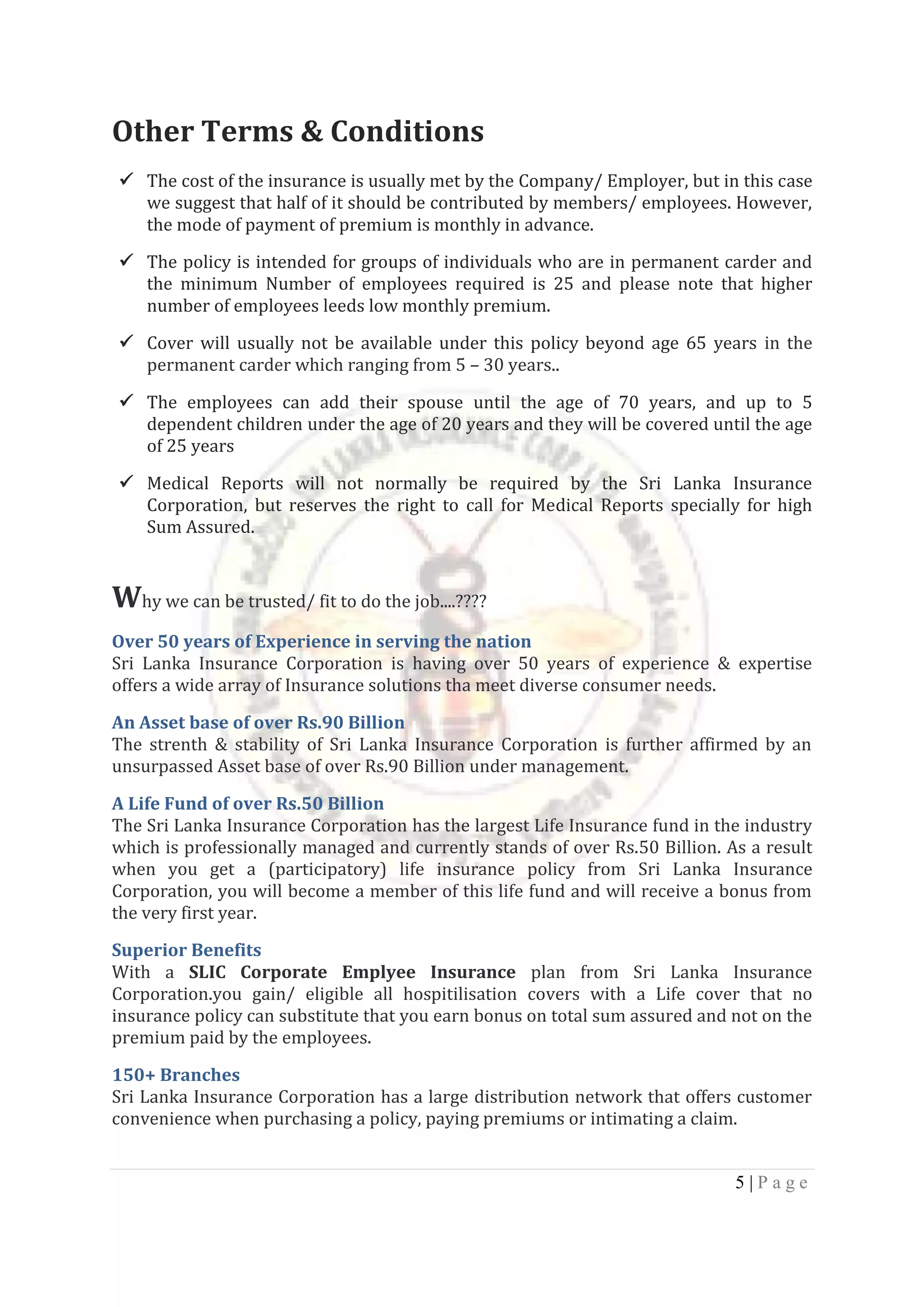 Insurance Proposal - SLIC Corporate Employee (Format) | PDF