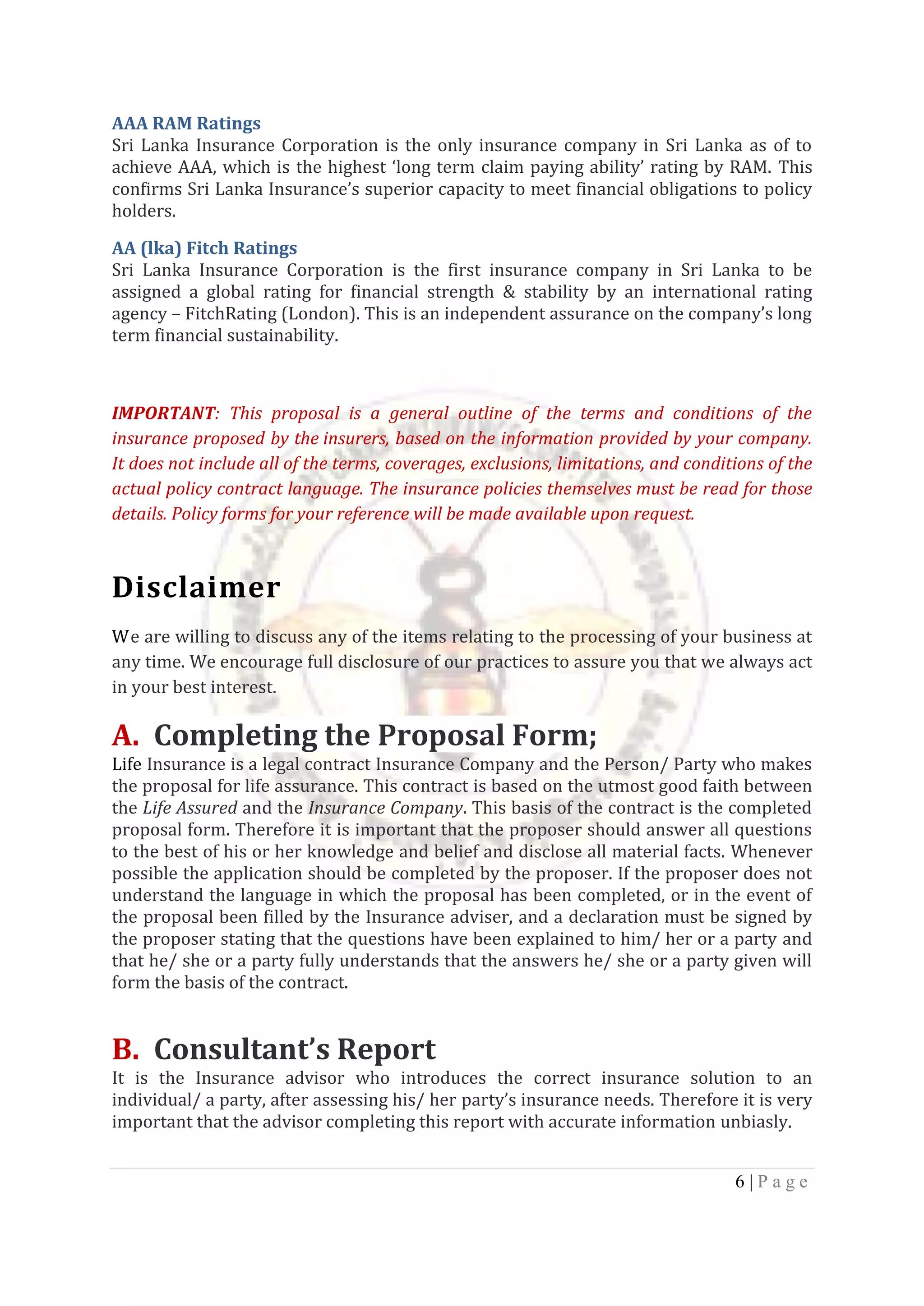 Insurance Proposal - SLIC Corporate Employee (Format) | PDF