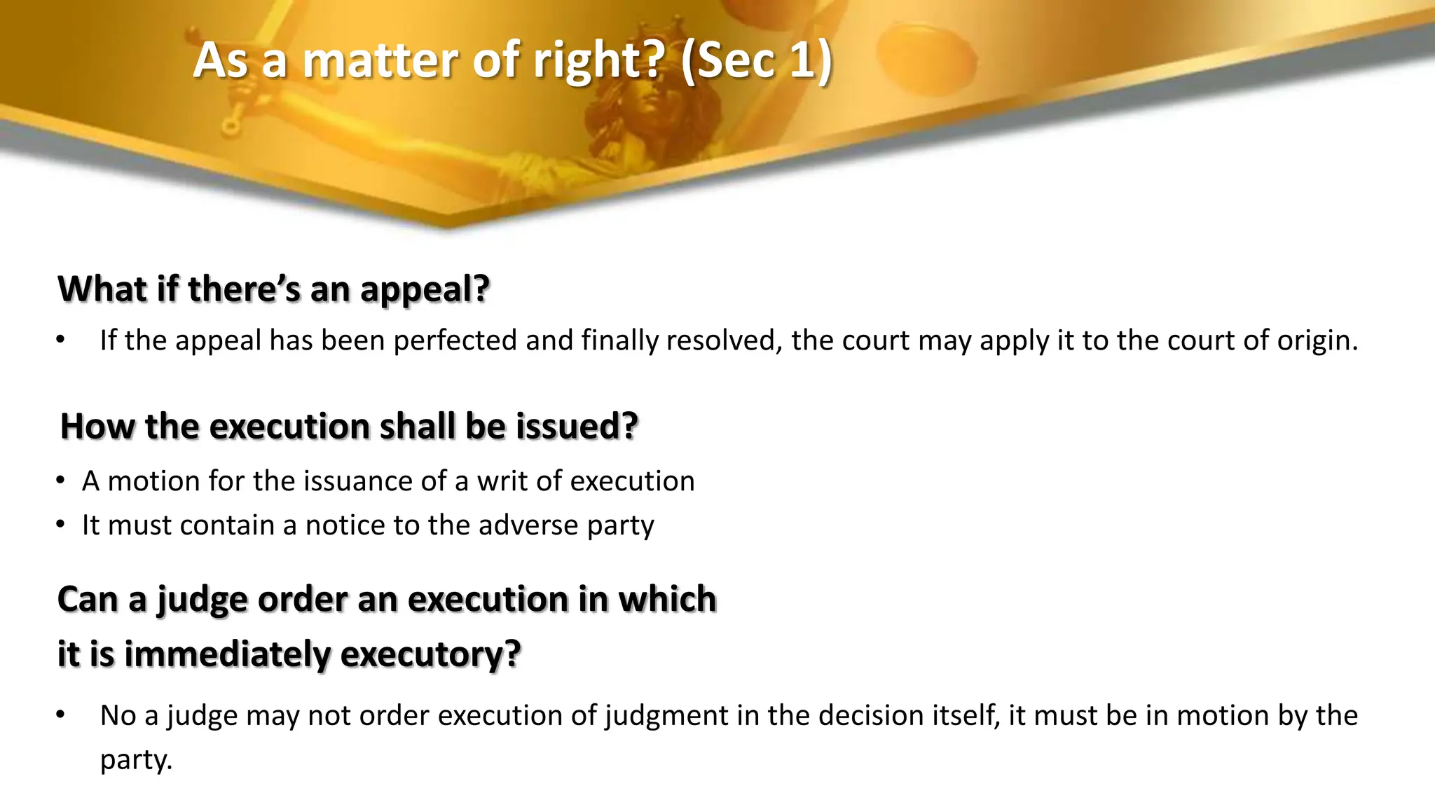 writ of execution Rule 39 Rules of Court | PPTX
