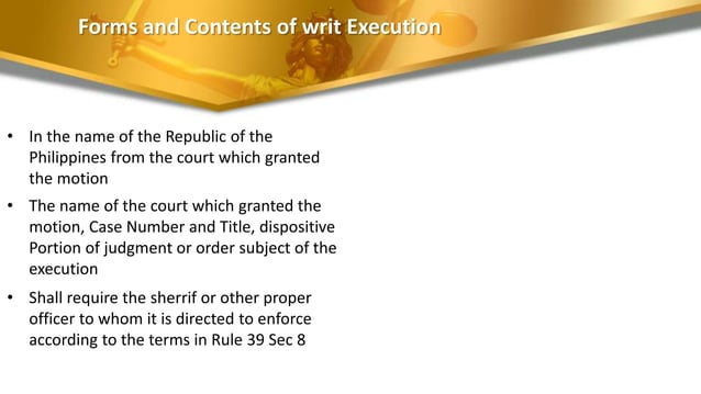 writ of execution Rule 39 Rules of Court | PPTX