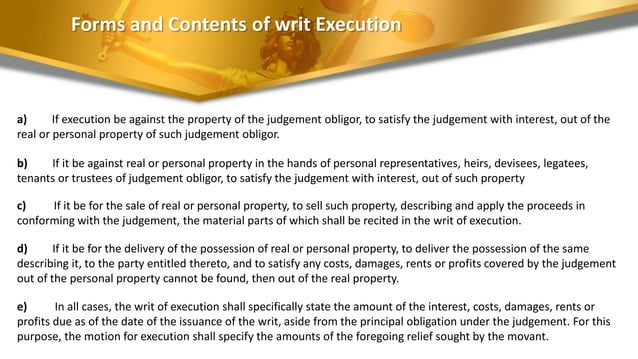 writ of execution Rule 39 Rules of Court | PPTX