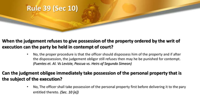 writ of execution Rule 39 Rules of Court | PPTX