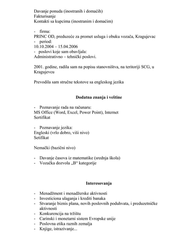 CV Marija Vujovic | PDF