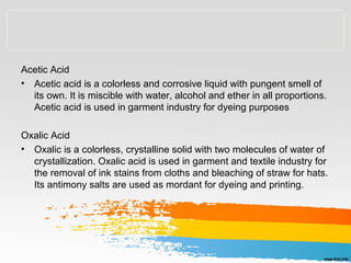 Chemicals and Auxiliaries used in Textile Wet Processing | PPT