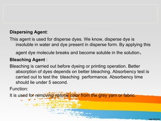 Chemicals and Auxiliaries used in Textile Wet Processing | PPT