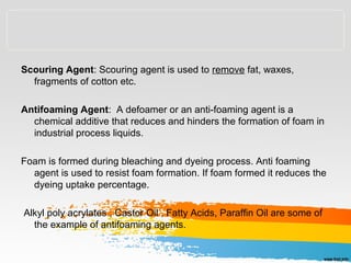 Chemicals and Auxiliaries used in Textile Wet Processing | PPT