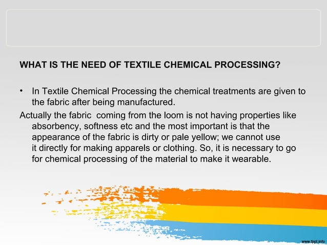 Chemicals and Auxiliaries used in Textile Wet Processing | PPT