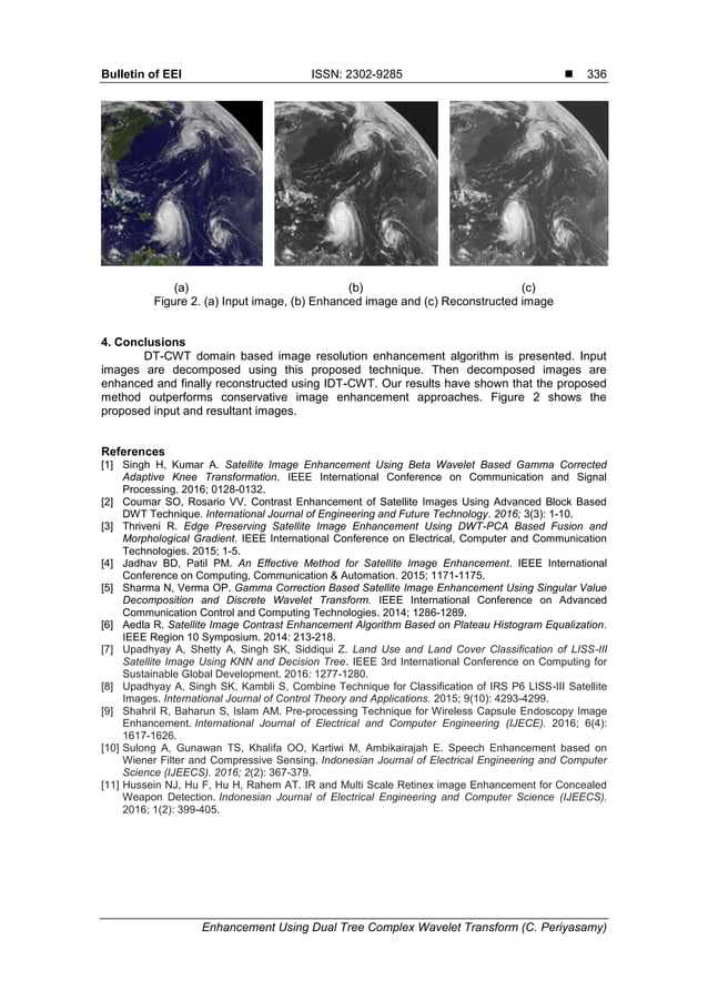 Satellite Image Enhancement Using Dual Tree Complex Wavelet Transform | PDF