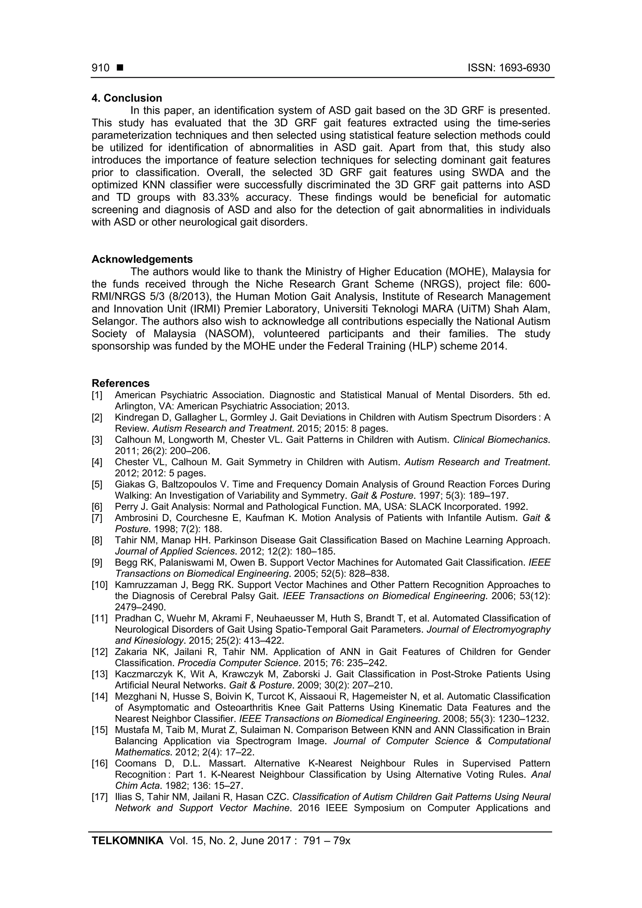 Autism Spectrum Disorders Gait Identification Using Ground Reaction Forces | PDF