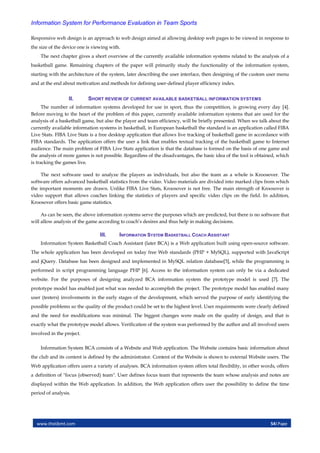 Information System for Performance Evaluation in Team Sports | PDF