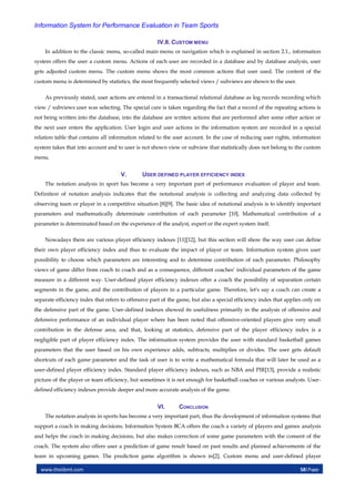 Information System for Performance Evaluation in Team Sports | PDF