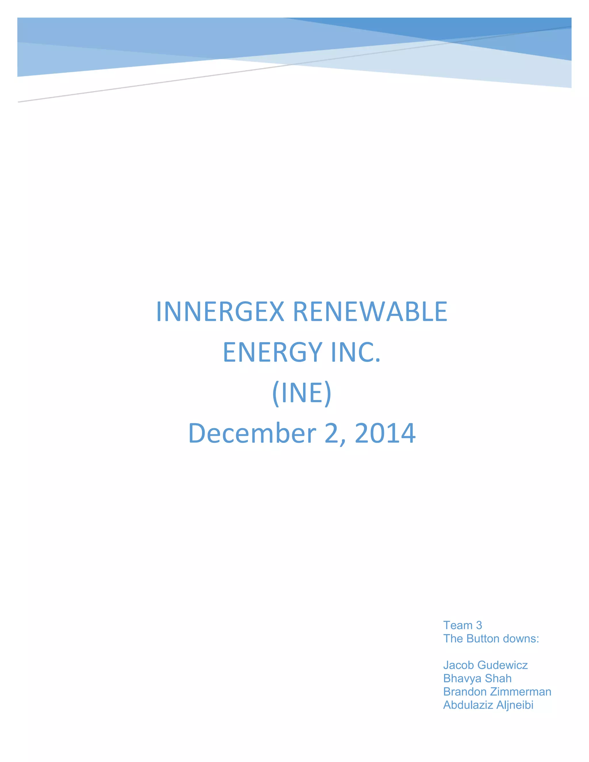 Innergex Renewable Energy Analysis | PDF
