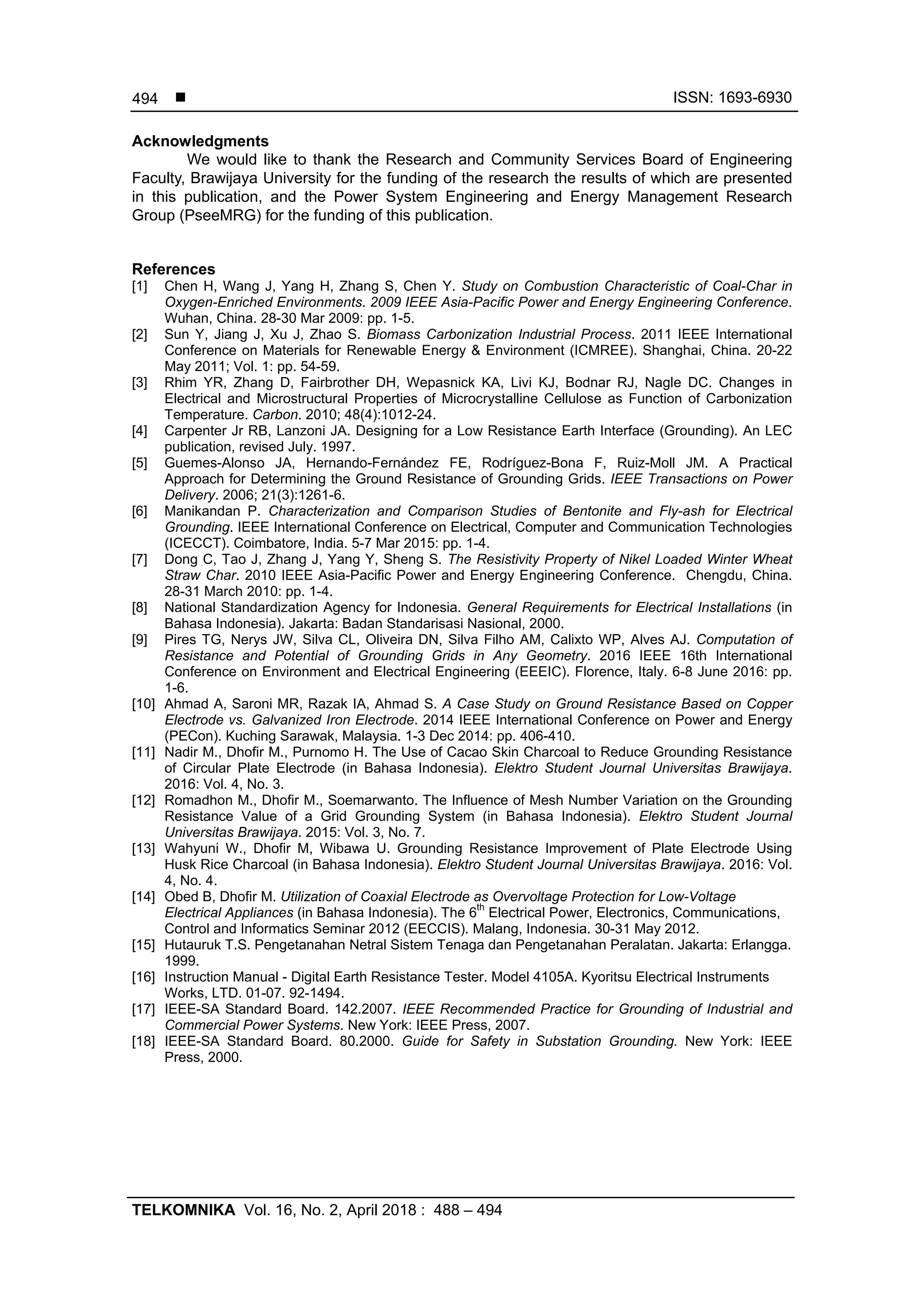 Alternative Grounding Method Using Coconut Shell Charcoal as Media of ...