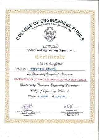 AVPinto Mechatronics Cert | PDF