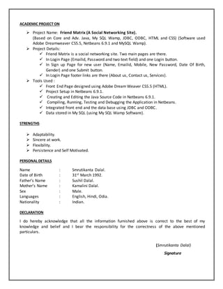 Smrutikanta CV (JAVA) | PDF