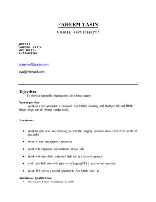 Faheem CV | PDF