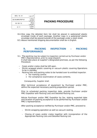 packing proceduressssssssssssssssssssssssssssssssssss | PDF