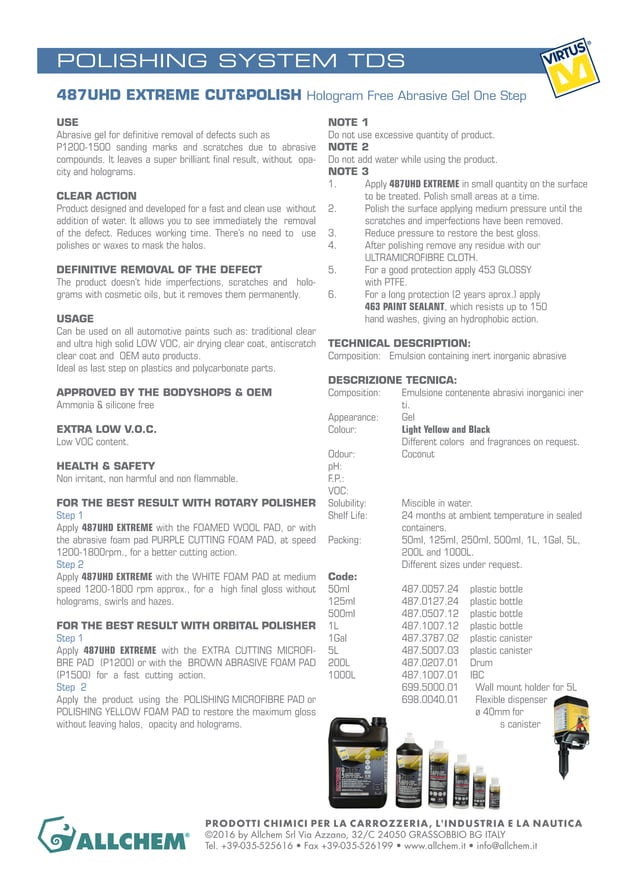 487 UHD EXTREME - ONE STEP COMPOUND DATA SHEET | PDF