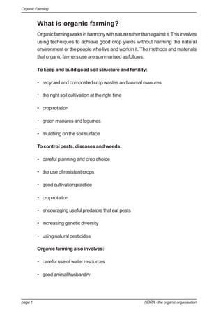 What is Organic Farming - The Basics ! | PDF
