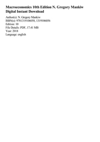 Macroeconomics 10th Edition N. Gregory Mankiw | PDF
