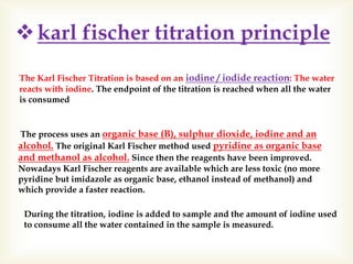 Karl Fischer titration,principle,apparatus, titration types,Endpoint ...