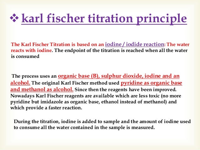 Karl Fischer titration,principle,apparatus, titration types,Endpoint Karl Fischer titration,principle,apparatus, titration types,Endpoint