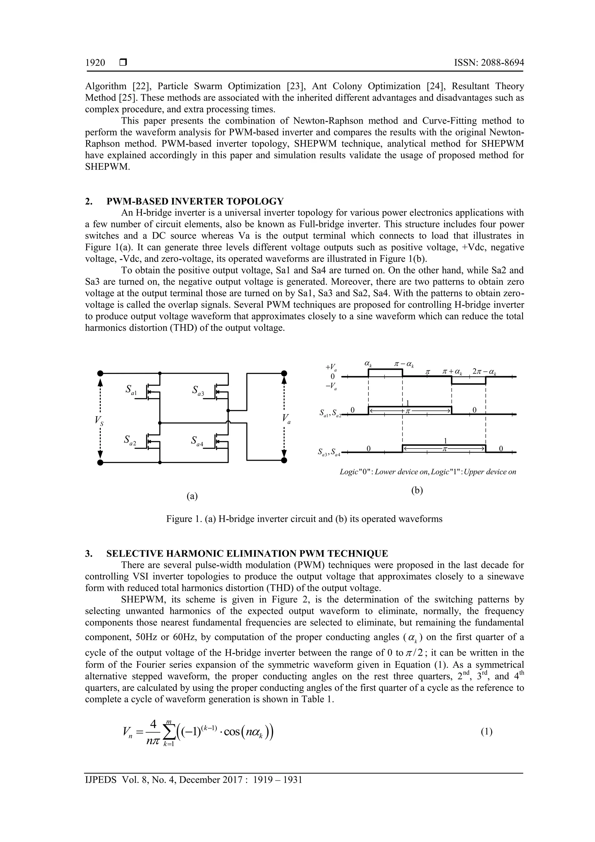 The Combination of Newton-Raphson Method and Curve-Fitting Method for PWM-based Inverter | PDF