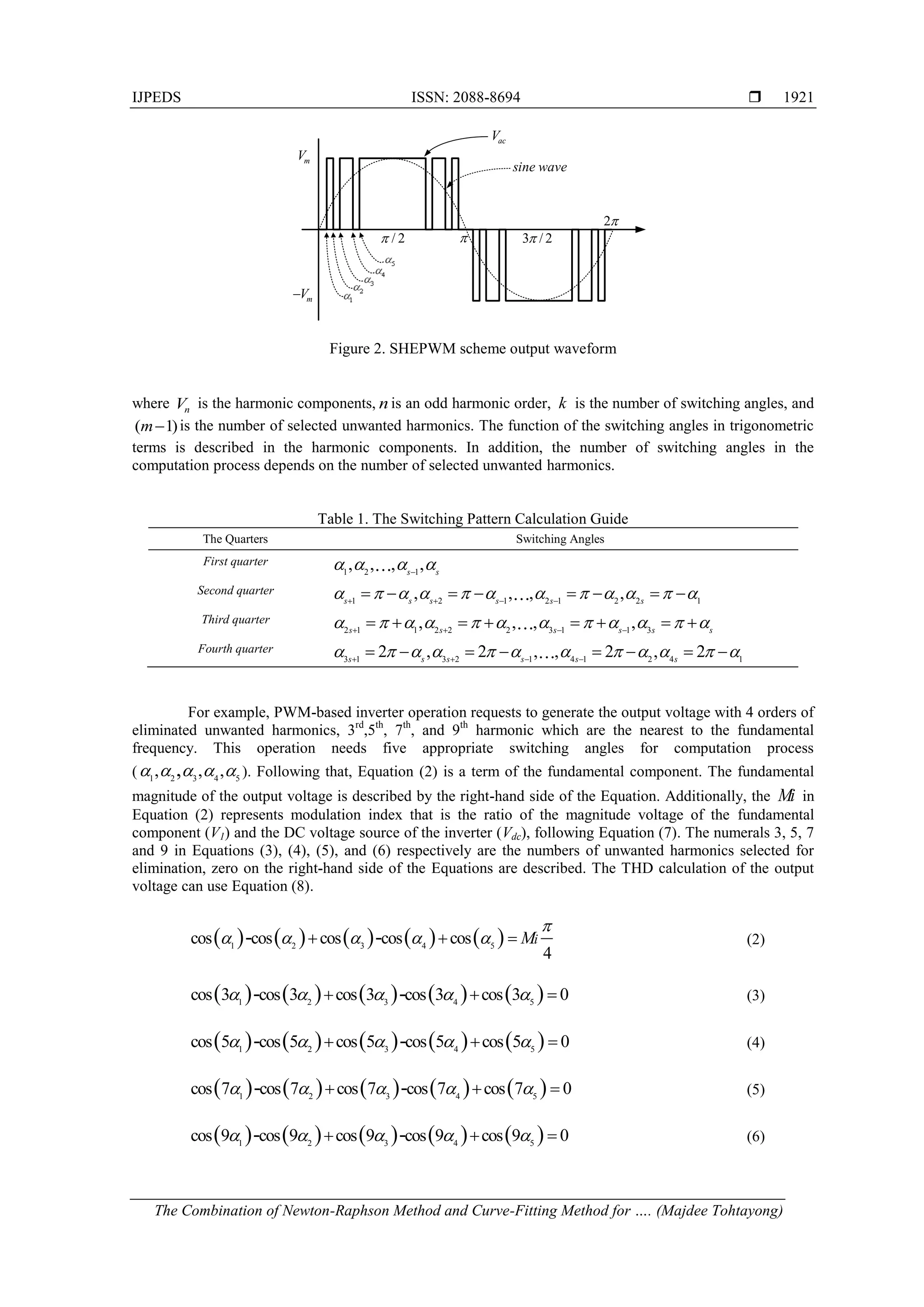 The Combination of Newton-Raphson Method and Curve-Fitting Method for PWM-based Inverter | PDF