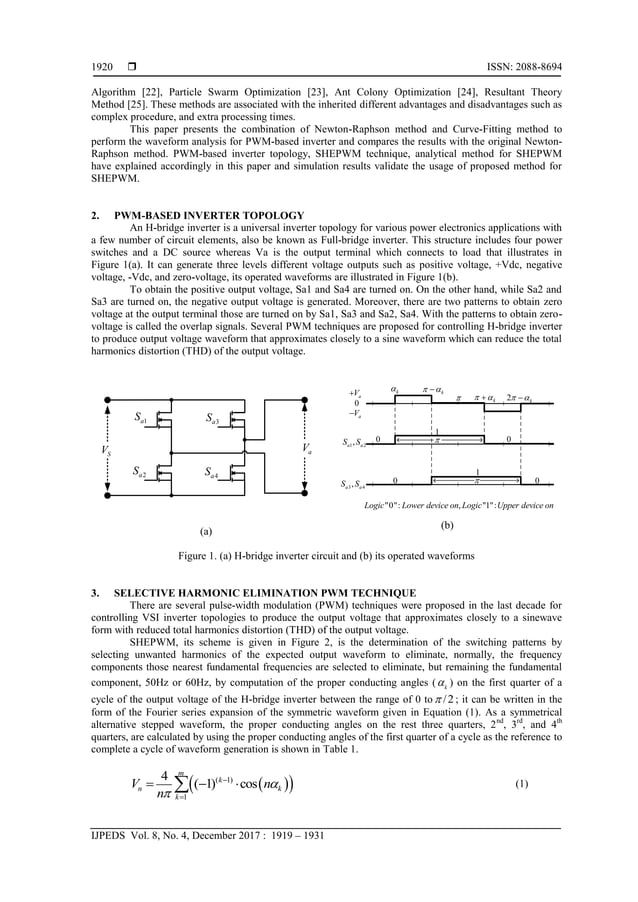 The Combination of Newton-Raphson Method and Curve-Fitting Method for PWM-based Inverter | PDF