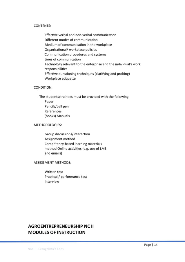 488794570-CBC-Agroentrepreneurship-NCII.pdf | Agriculture | Industries