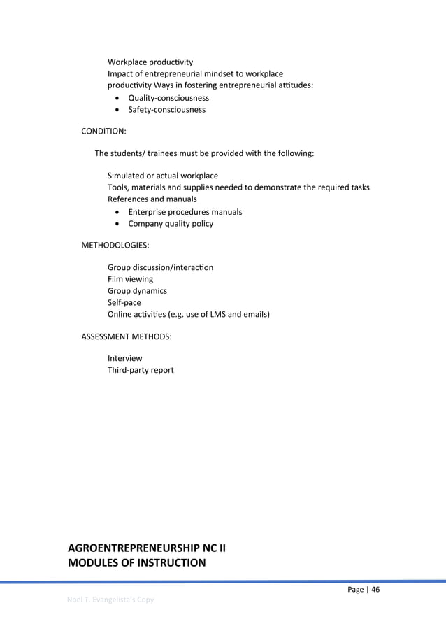 488794570-CBC-Agroentrepreneurship-NCII.pdf | Agriculture | Industries