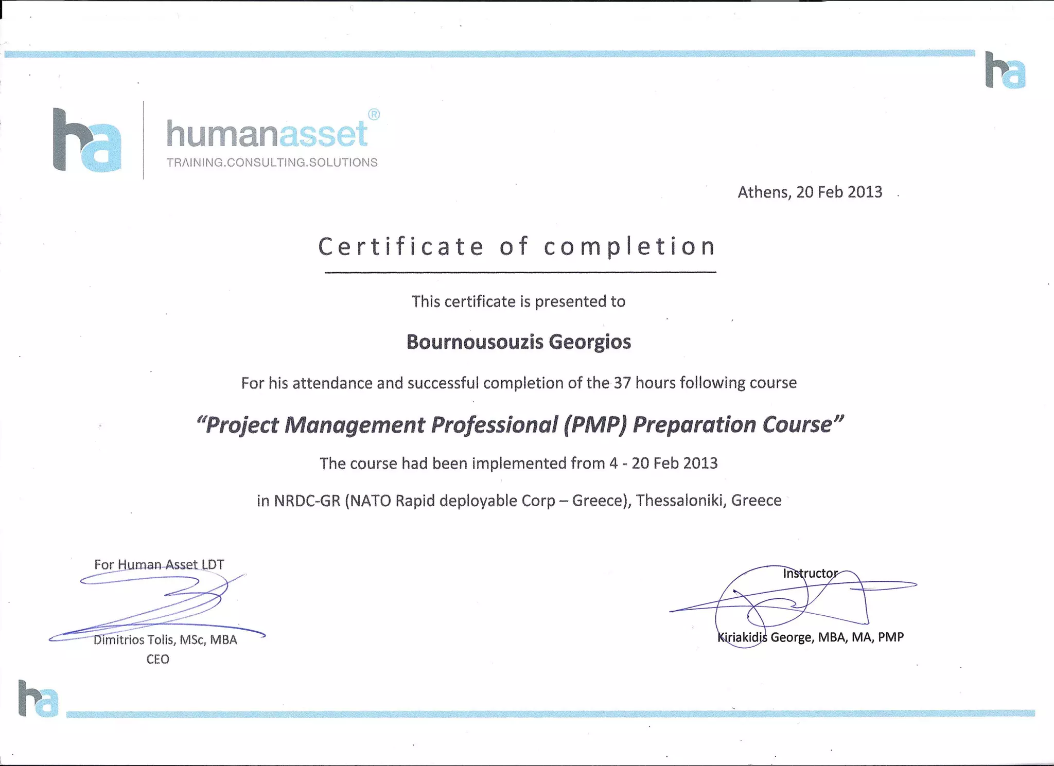 PMP Preparation course certificate | PDF | Graduation | Personal ...