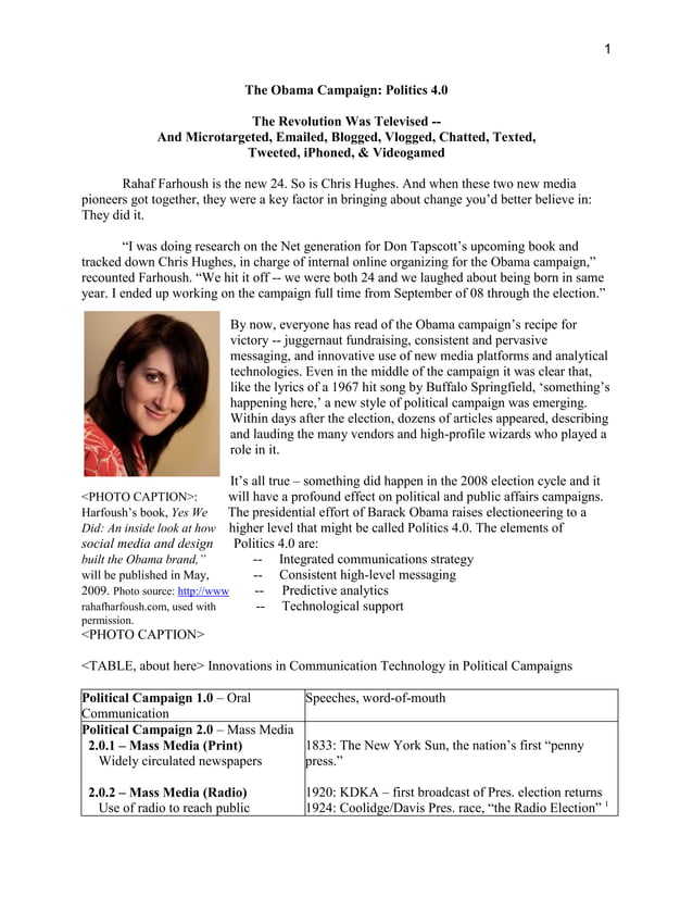 Obama New Media - White Paper Version | PDF