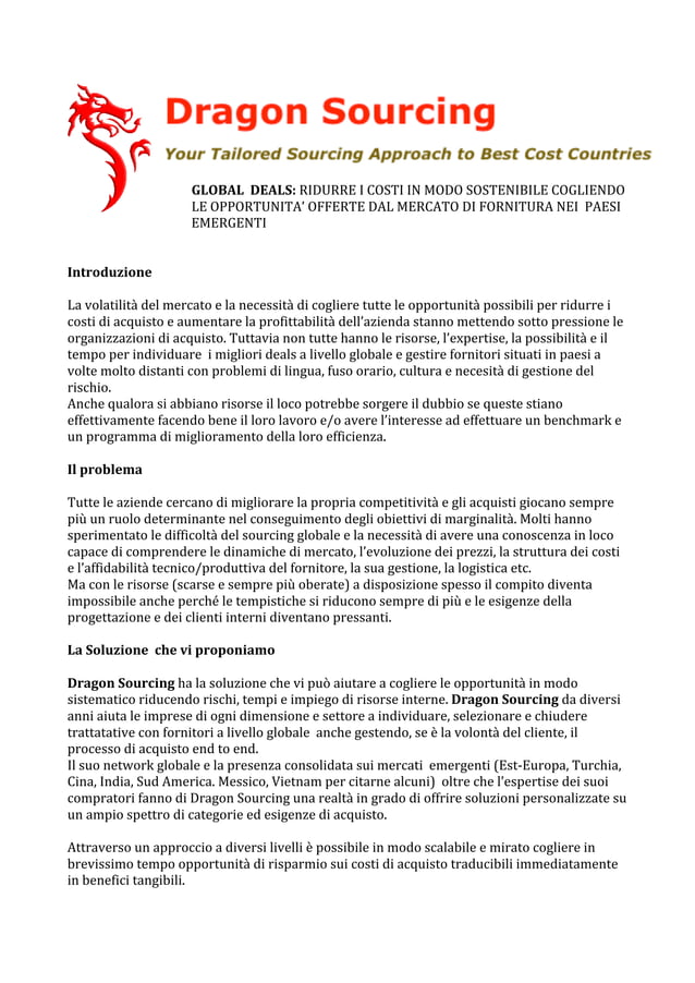 Dragon_Sourcing_Introduzione | PDF