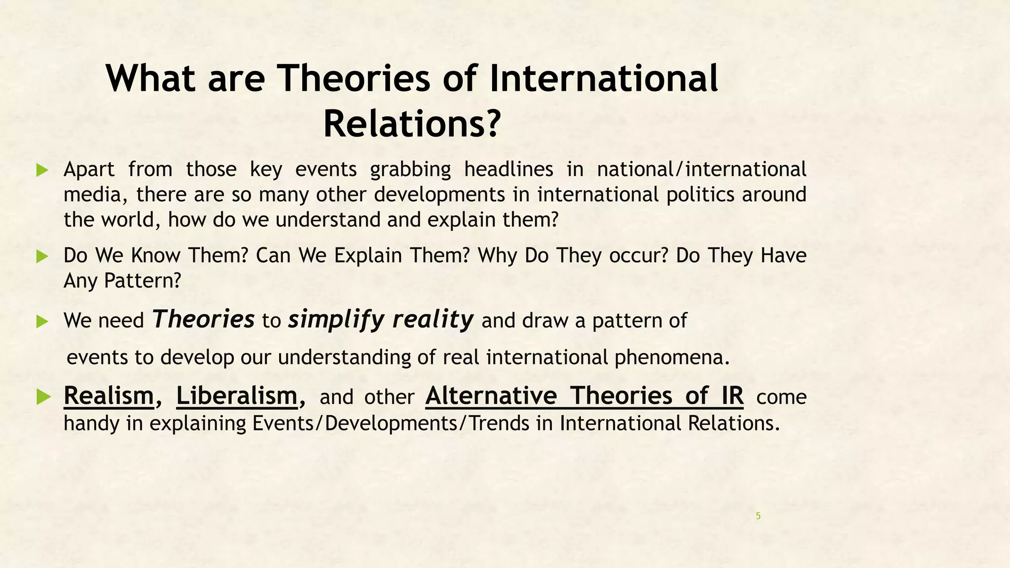 Theories of International Relations-Introduction | PPTX