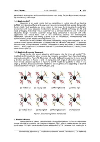 Sensor Fusion Algorithm by Complementary Filter for Attitude Estimation of Quadrotor with Low ...