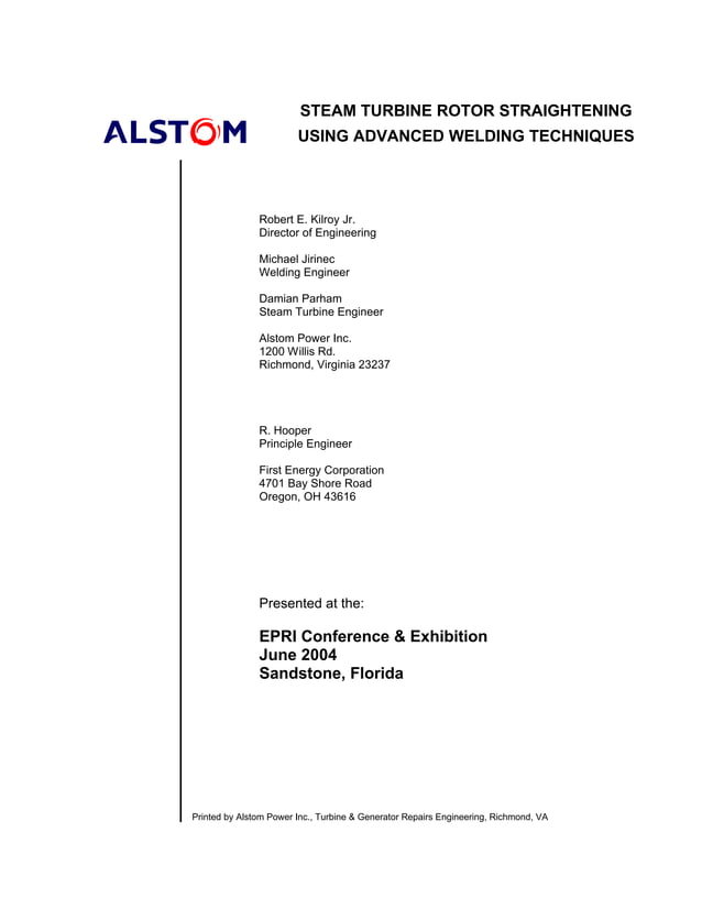 ALSTOM ENG TECH PAPER - Steam Turbine Rotor Straightening Using ...