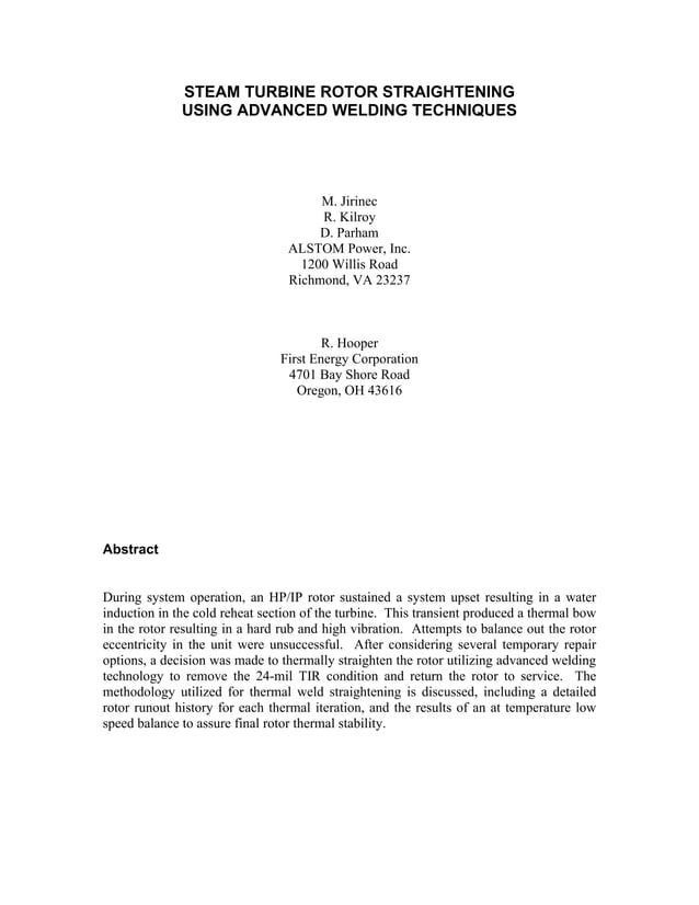 ALSTOM ENG TECH PAPER - Steam Turbine Rotor Straightening Using ...
