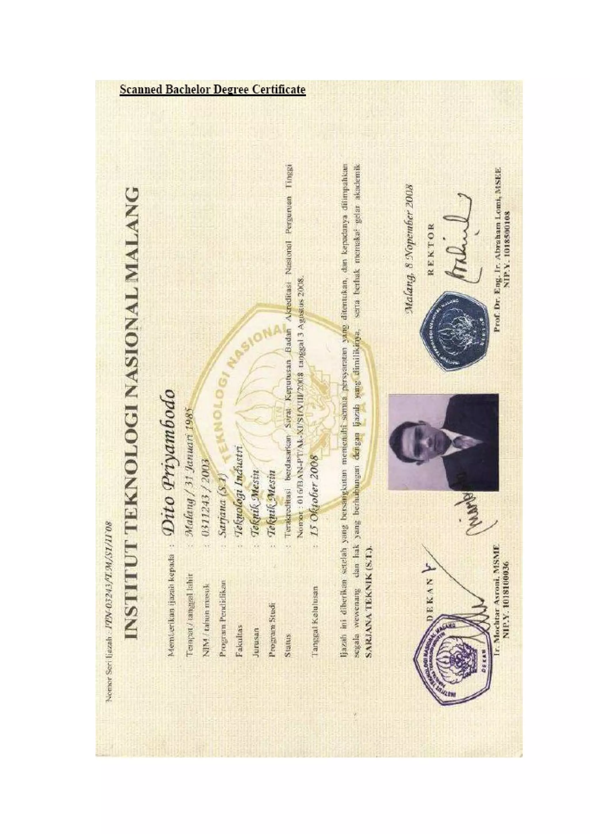 Dito priyambodo CV | PDF